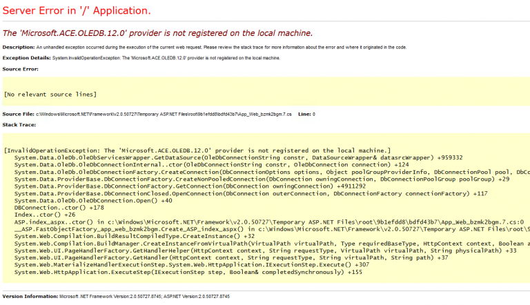 رفع خطای Microsoft Ace Oledb 12 0 تاد سرور