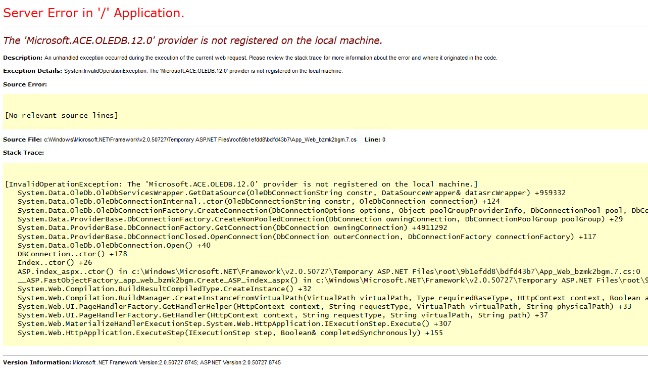 رفع خطای 'Microsoft.ACE.OLEDB.12.0' | تاد سرور